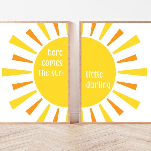 Retro Nursery Art Here Comes the Sun Print Instant | Etsy