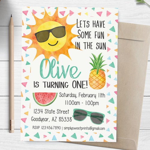 Summer Fun Birthday Party Invitation Fun in the Sun - Etsy