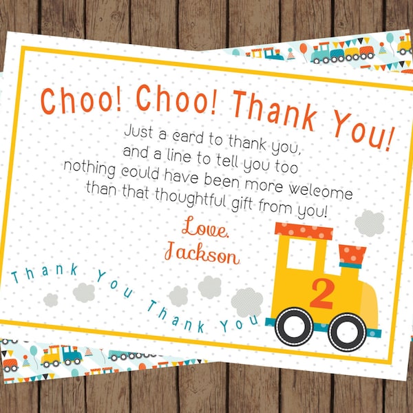 Train Thank You Card - Etsy