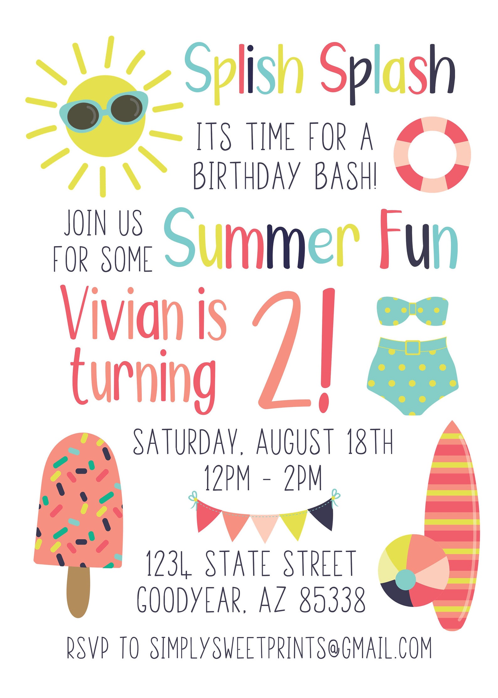 Summer Fun Birthday Invitation - Etsy