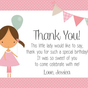 Little Lady Birthday Thank You Card, Girl Thank You Card - Etsy