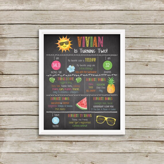 Summer Birthday Stats & Milestone Poster - Etsy