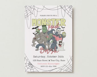 Monster Bash, Halloween Party Invitation, Kids Halloween Party, Costume ...