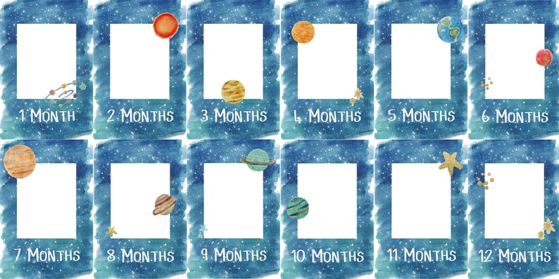 Space Birthday Monthly Photo Banner, First Trip Around the Sun Banner ...