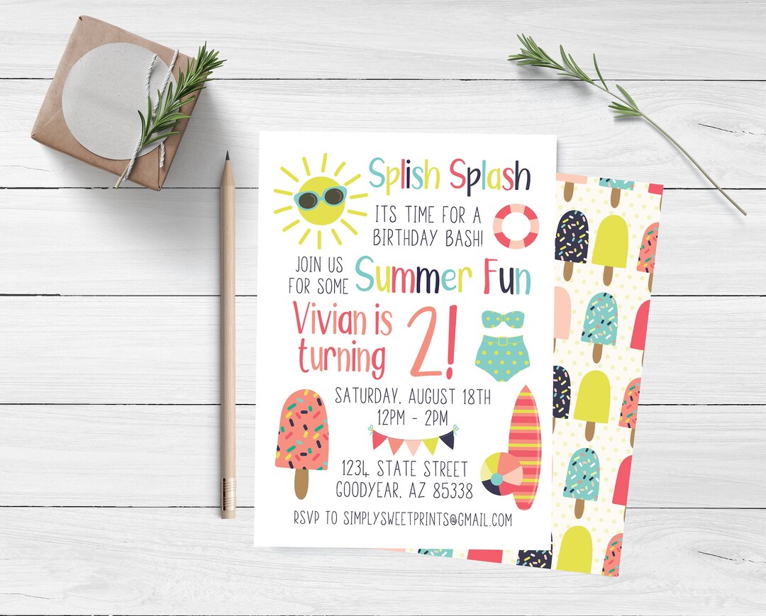 Summer Fun Birthday Invitation - Etsy