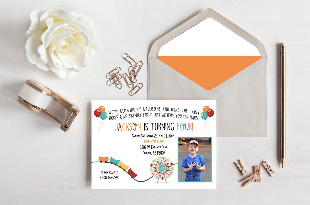 Amusement Park Birthday Card, Theme Park Birthday Card - Etsy