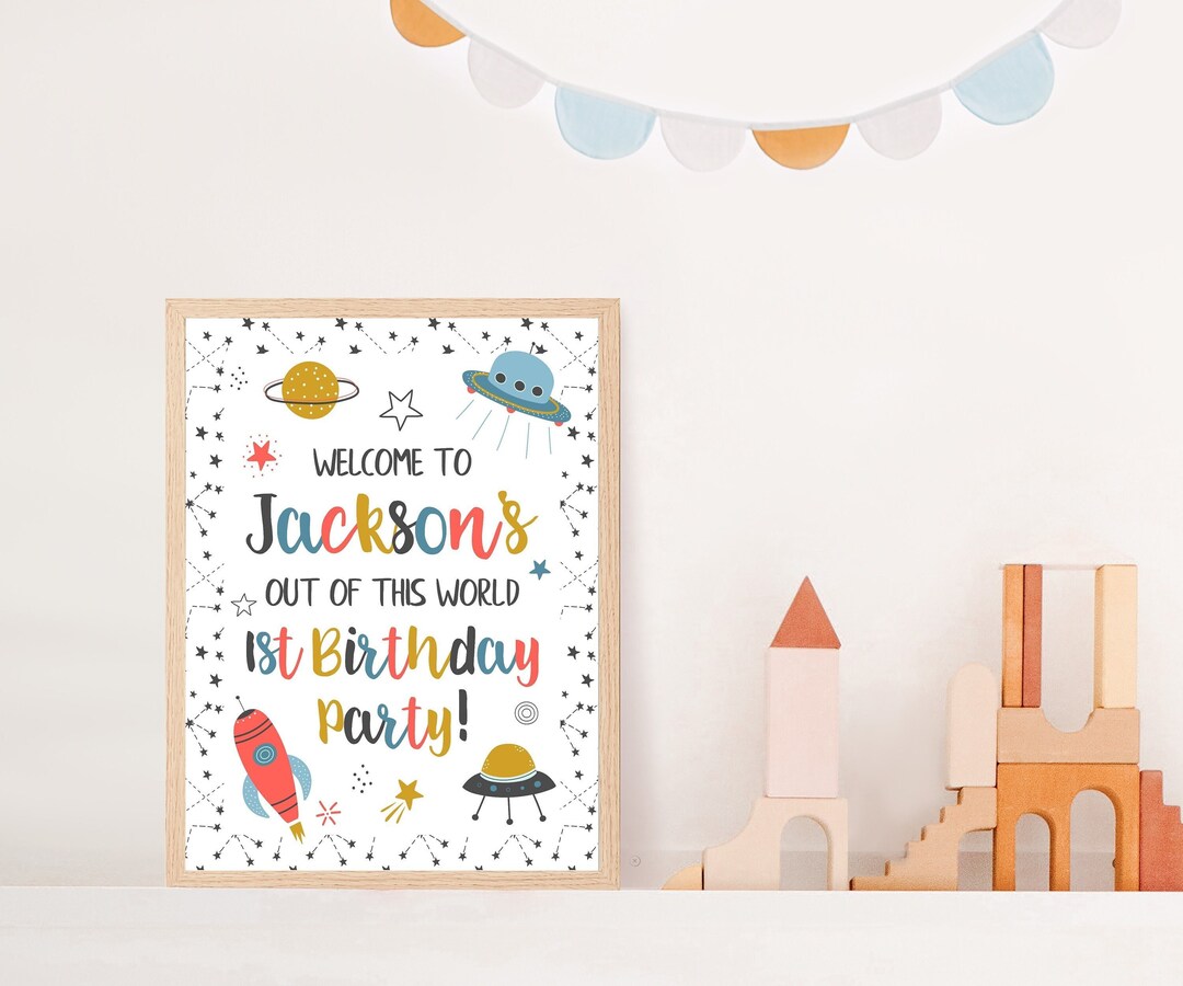 DIGITAL FILE, Out of This World Birthday Sign, Space Birthday Print ...