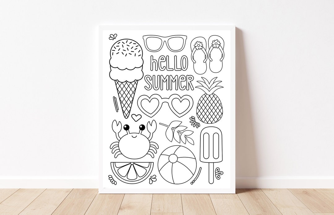 Summer Fun Coloring Page, Kids Coloring Page Download - Etsy