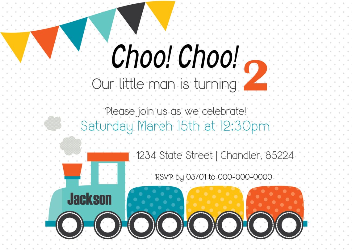 Choo Choo Birthday Party Invitation Train Birthday Invitation | Etsy