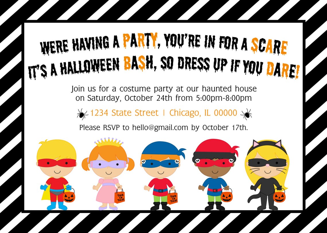 Halloween Costume Party Invitation Halloween Birthday - Etsy UK