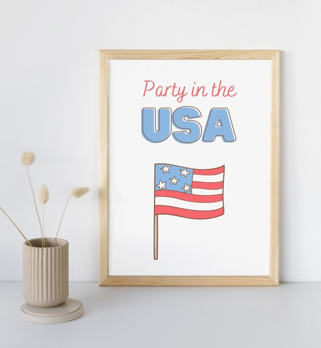 Party is the USA Print, Digital 4th of July Flag Print - Etsy
