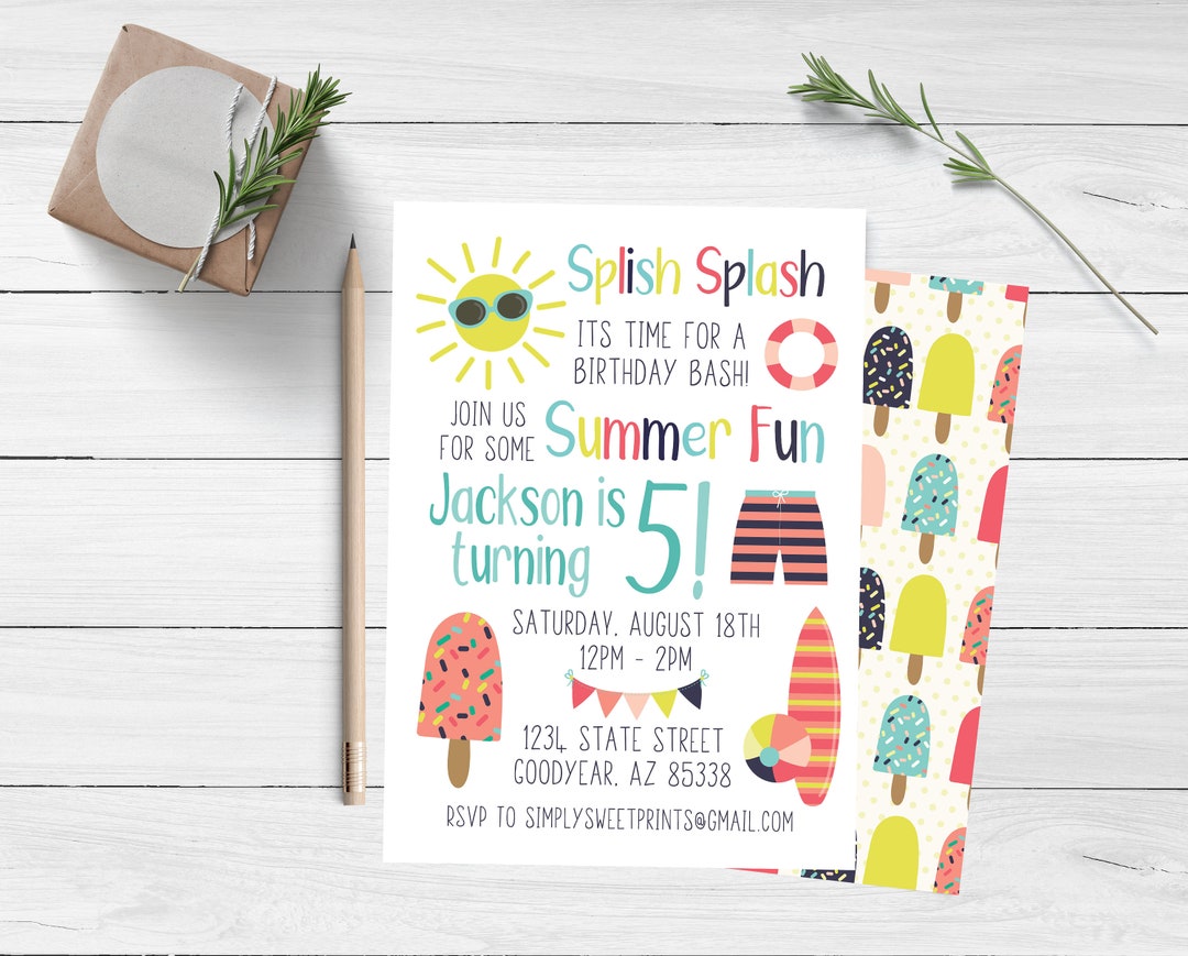Summer Fun Birthday Invitation - Etsy