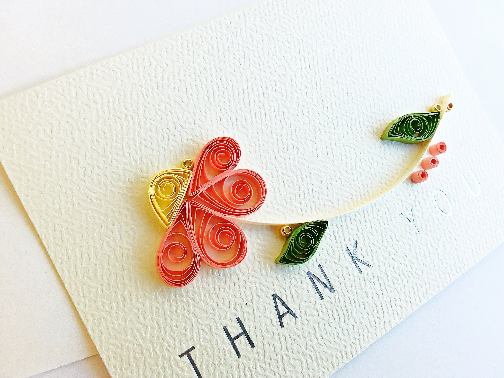 Handmade Paper Quilled Thank You Card - Etsy