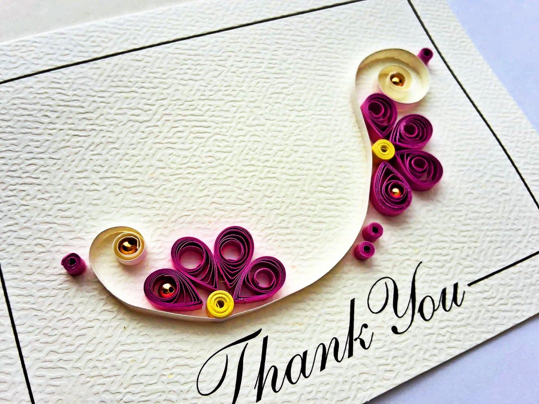 Handmade Paper Quilled Thank You Card - Etsy
