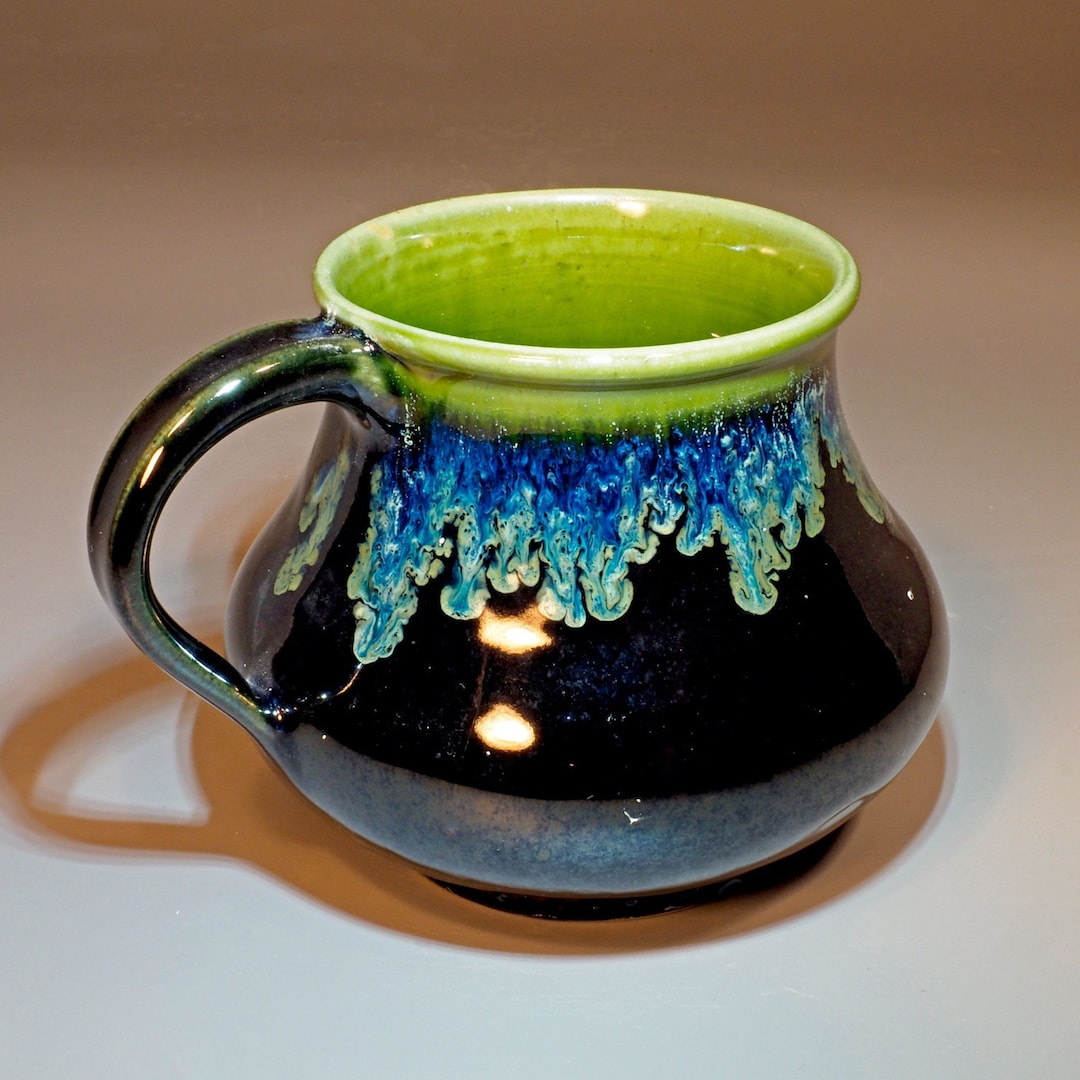 Colorful Ceramic Handmade Green Black Crystal Coffee Mug Polished ...