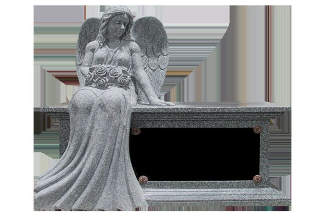Granite Angel Sitting on Columbarium Bench Bank Timeless Tributes ...