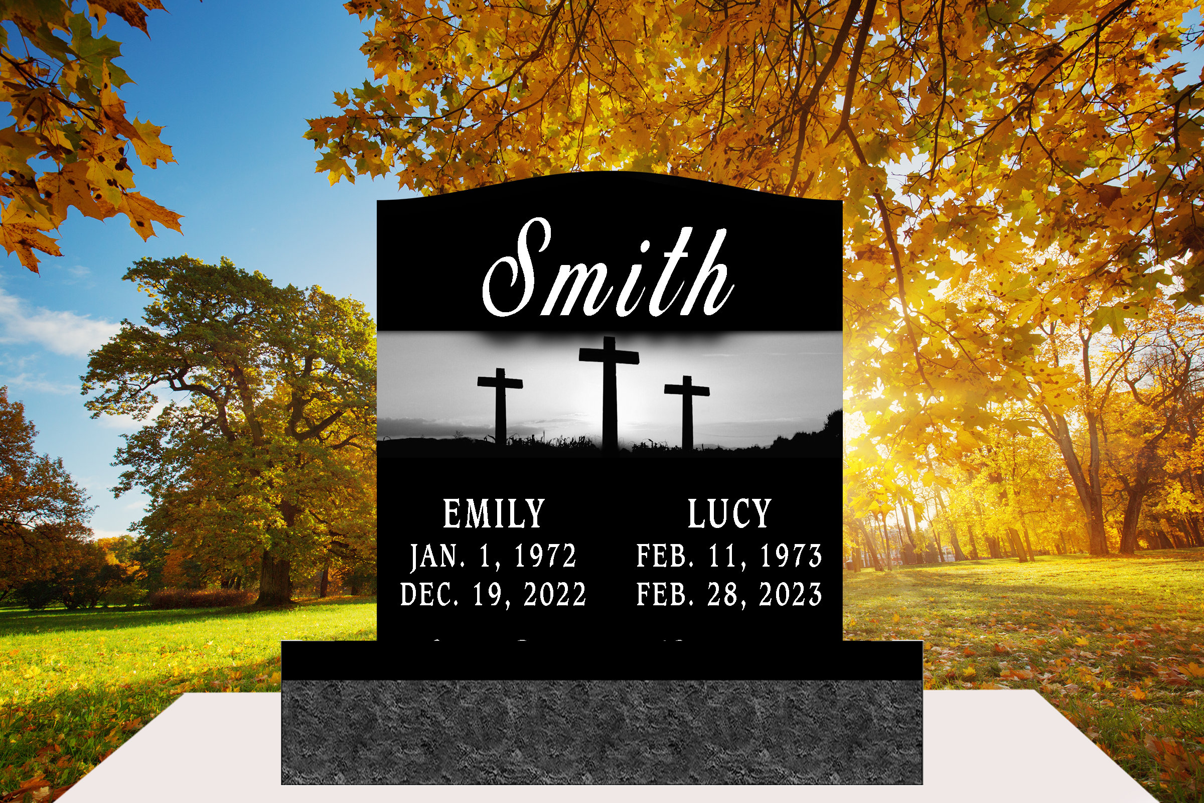 Black Granite LARGE Single Memorial Headstone 18x20 Laser Etched to ...