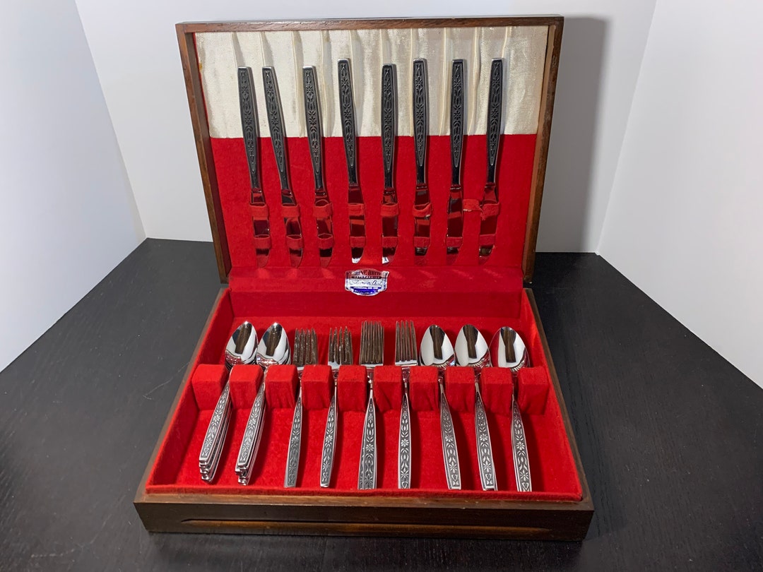 Vintage Walco Stainless Steel Danish Modern Floral Flatware - Service ...