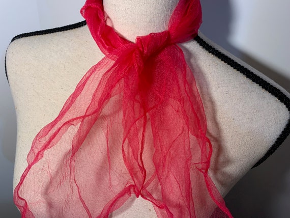 Vintage Women's Bright Pink Square Sheer Polyester Ny… - Gem