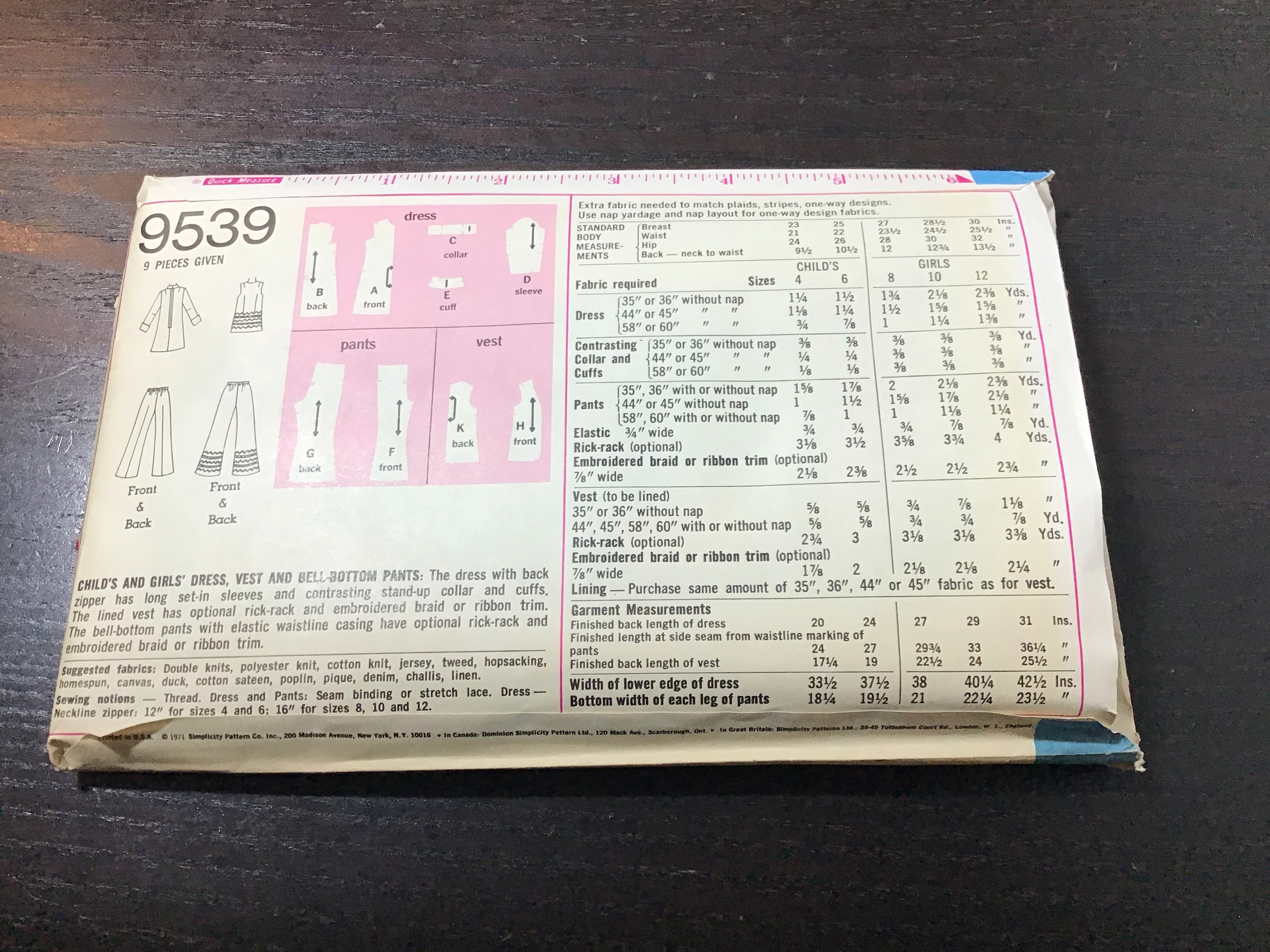 Vintage Simplicity 9539 Sewing Pattern Childs and Girls - Etsy