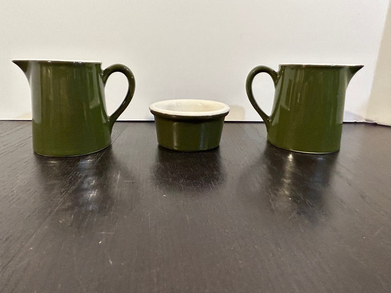 Hall China Pottery Glossy Green Ceramic Restaurantware - 2 Creamer ...