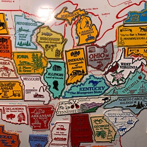 Vintage State Souvenir Rubber Refrigerator Magnets - United States of ...