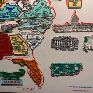Vintage State Souvenir Rubber Refrigerator Magnets - United States of ...