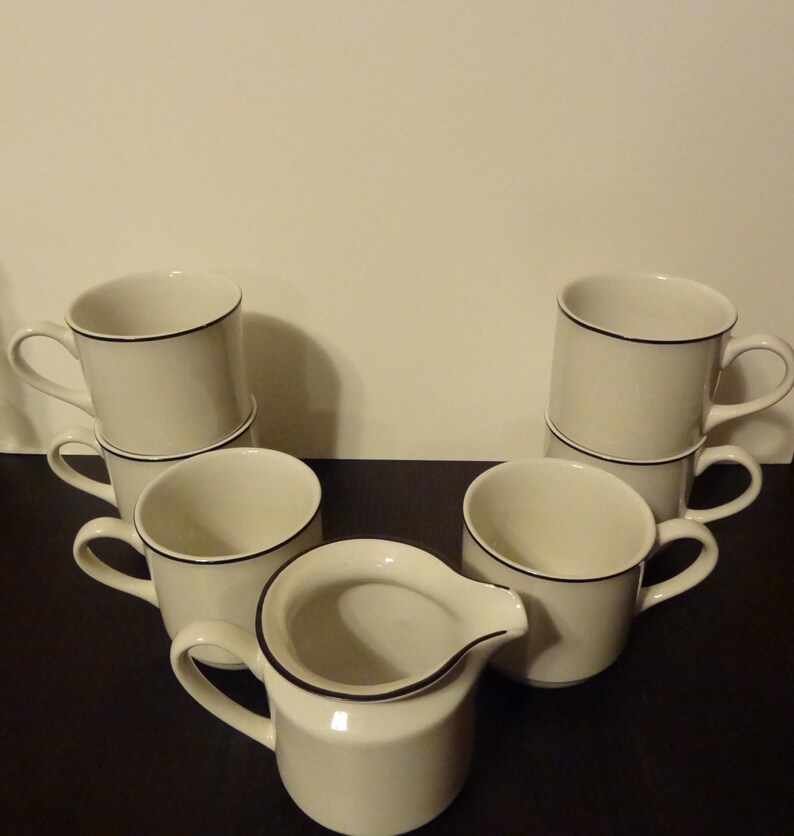 Vintage Farmhouse Style Ming Pao White With Black Rim - Etsy