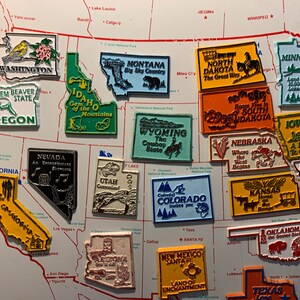 Vintage State Souvenir Rubber Refrigerator Magnets - United States of ...
