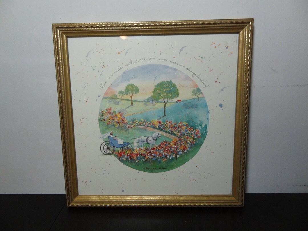 Vintage Gold Framed Watercolor Signed Art Print by Doris Morgan - Bride ...