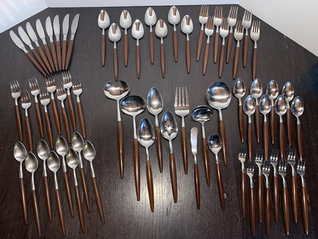 American Tempo Stainless Steel and Faux Rosewood/composite Flatware ...