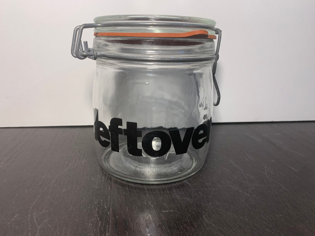 Clear Glass Typography 1/2 Liter Leftovers Jar Canning Style Jar With ...