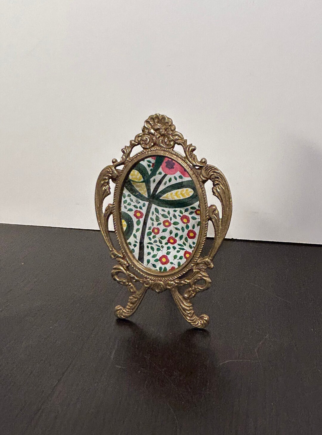 Vintage Ornate Brass Easel Frame With Mirror Vanity/dresser Mirror or ...