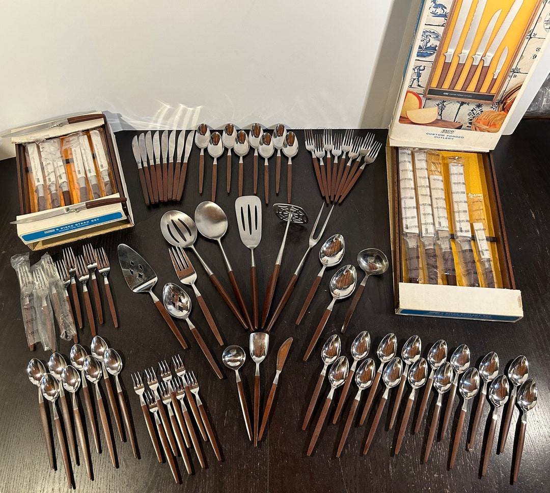 Ekco Eterna Canoe Stainless Steel and Faux Rosewood/composite Flatware ...