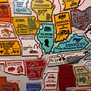 Vintage State Souvenir Rubber Refrigerator Magnets - United States of ...