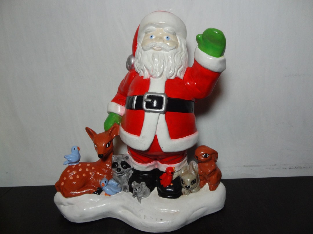 Vintage Oversized Large Ceramic Santa Claus Statue/figurine Surrounded ...