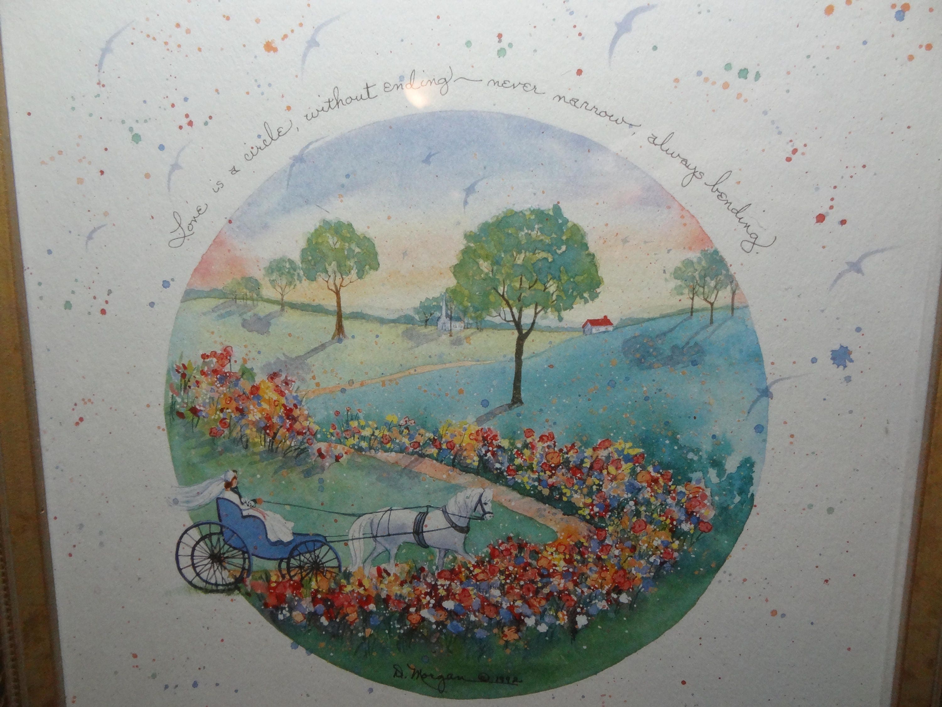 Vintage Gold Framed Watercolor Signed Art Print by Doris Morgan - Bride ...
