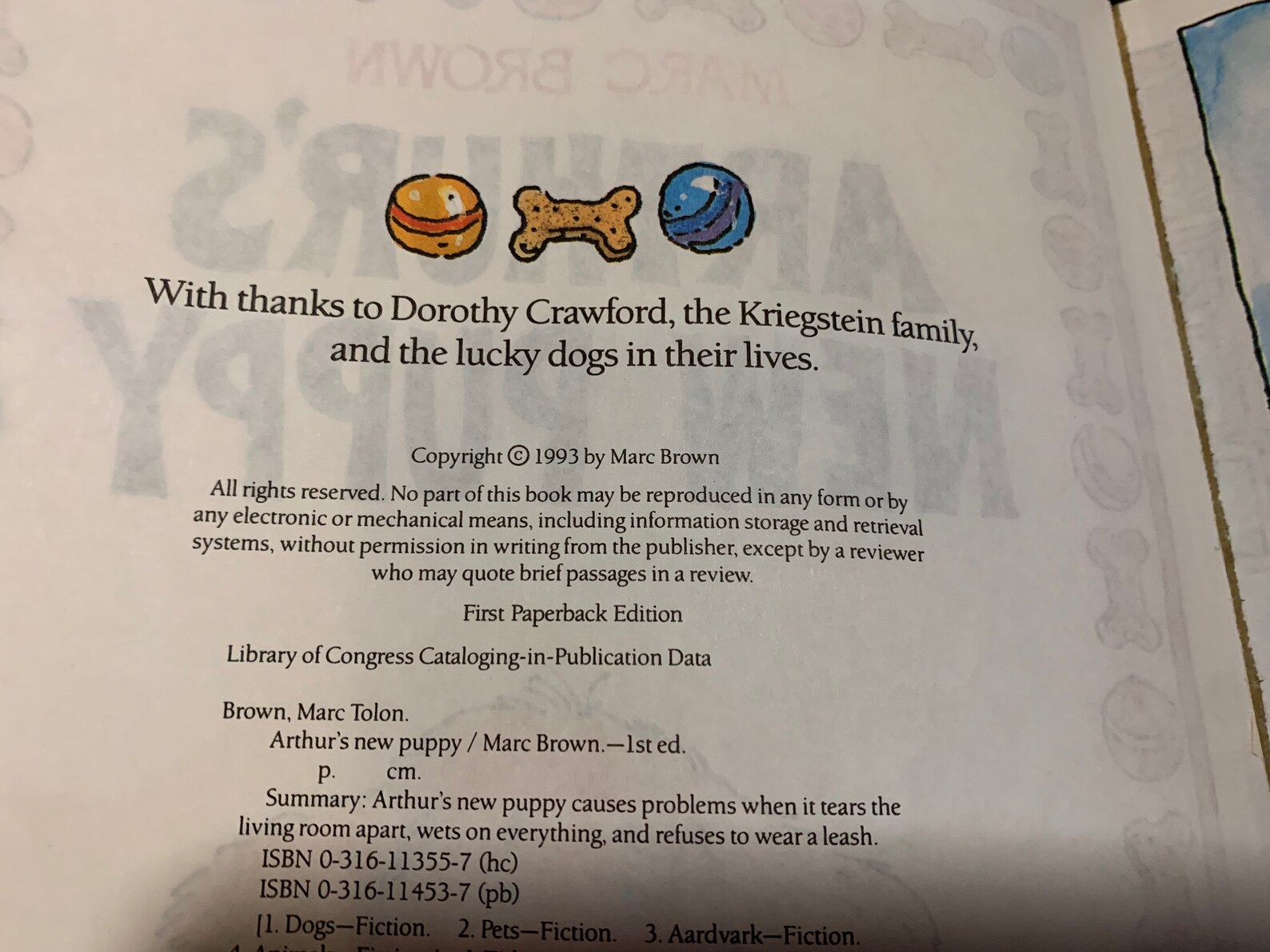 Arthur’s New Puppy, by Marc Brown - an Arthur Adventure - Copyright ...