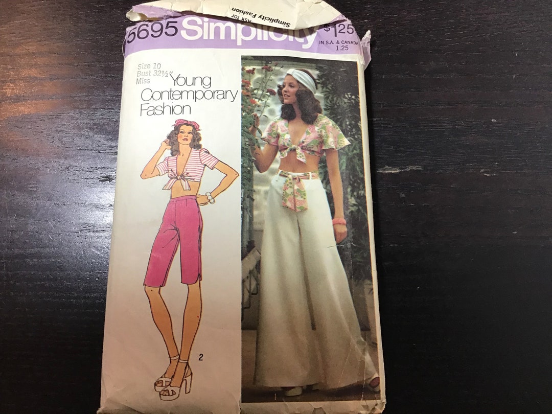 Vintage Simplicity 5695 Sewing Pattern Tied in Front Top and Capri or ...