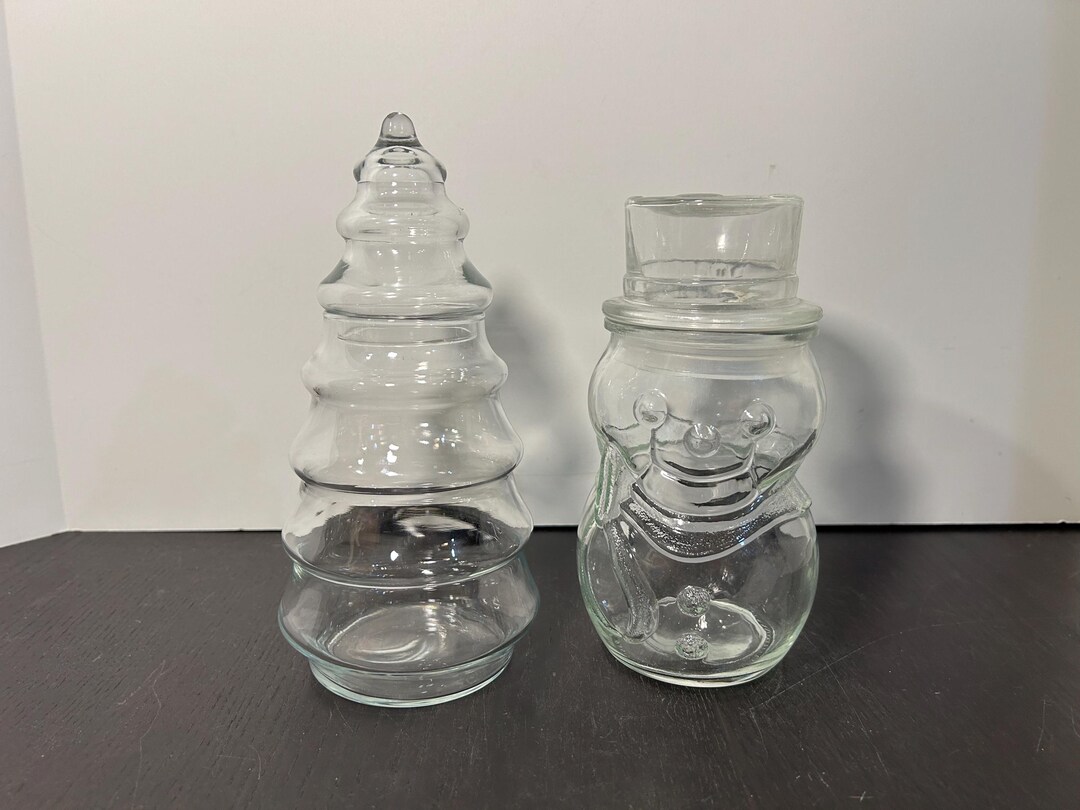 Vintage Clear Glass Anchor Hocking Christmas Tree Jar and Clear Glass ...