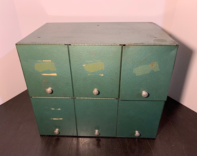Vintage Green Metal Prescription File Box Industrial Pharmacy Cabinet ...
