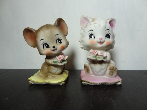 Vintage Rare Enesco Anthropomorphic Cat and Mouse Figurines - Etsy