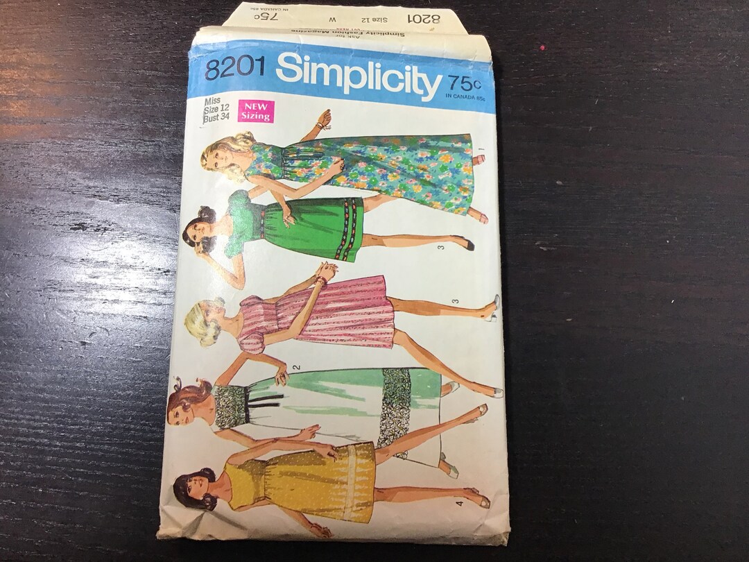 Vintage Simplicity 8201 Sewing Pattern - Junior & Misses Size 14 Bust ...