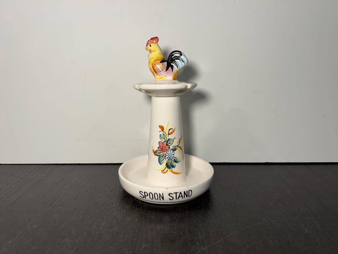 Vintage Ceramic Rooster Spoon Stand, Spoon Rest, Spoon Holder - Vintage ...