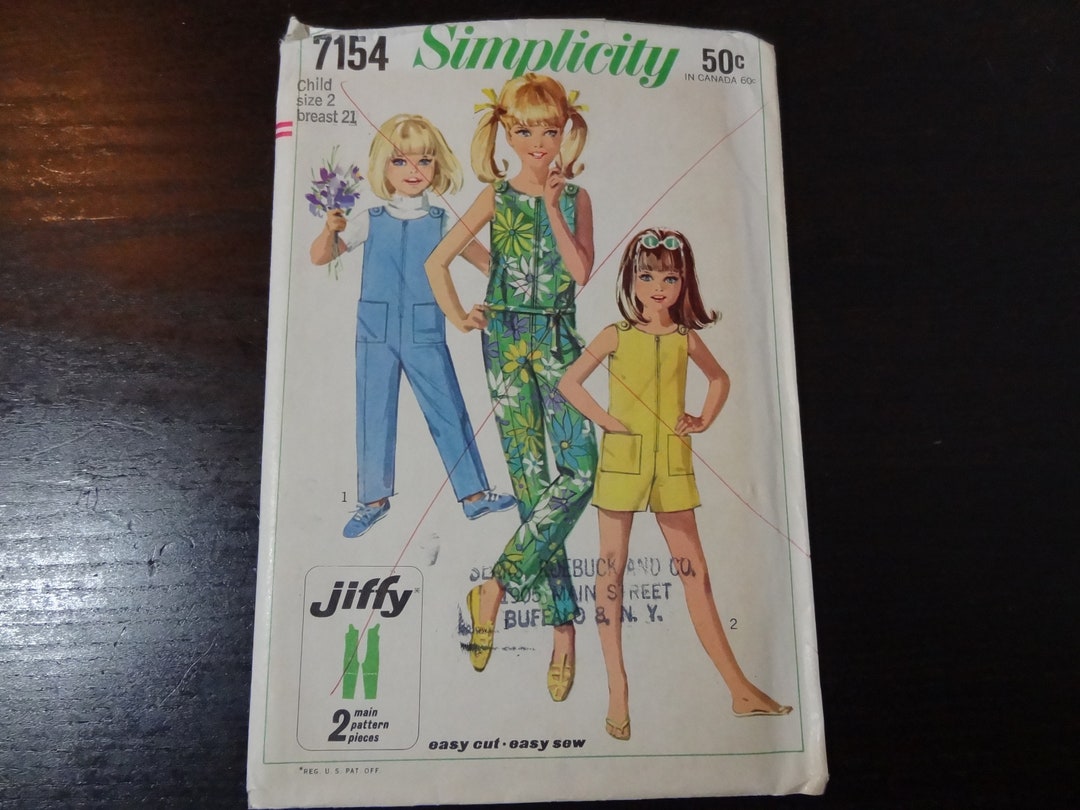 Vintage 60s Sewing Pattern Simplicity 7154 Child Size 2 Breast 21 ...
