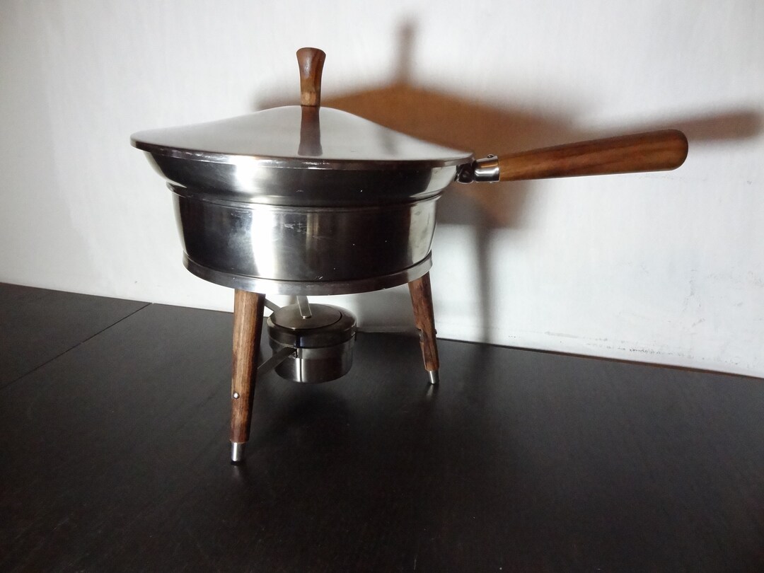 Vintage Oneida Mid Century Modern Danish Style Stainless Steel Fondue ...