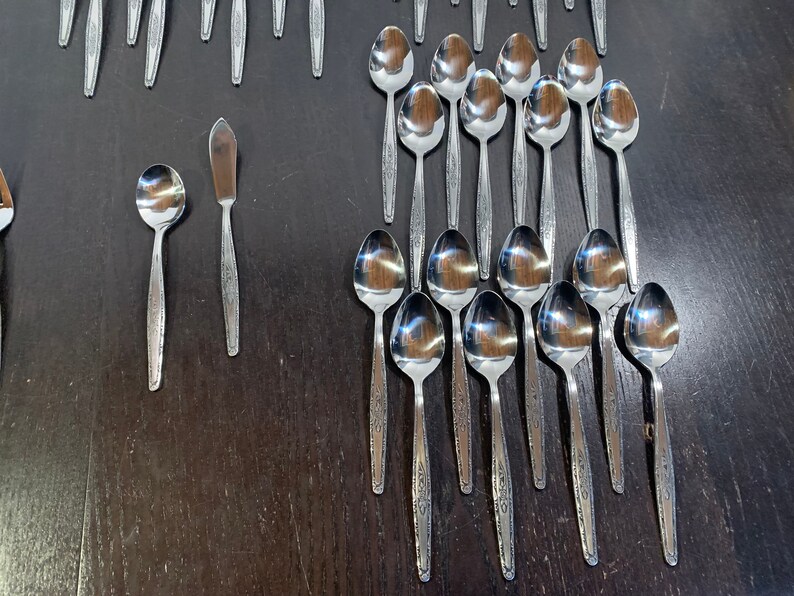 Interpur INR3 Single Rose Stainless Steel Flatware - Service for 8 Plus ...