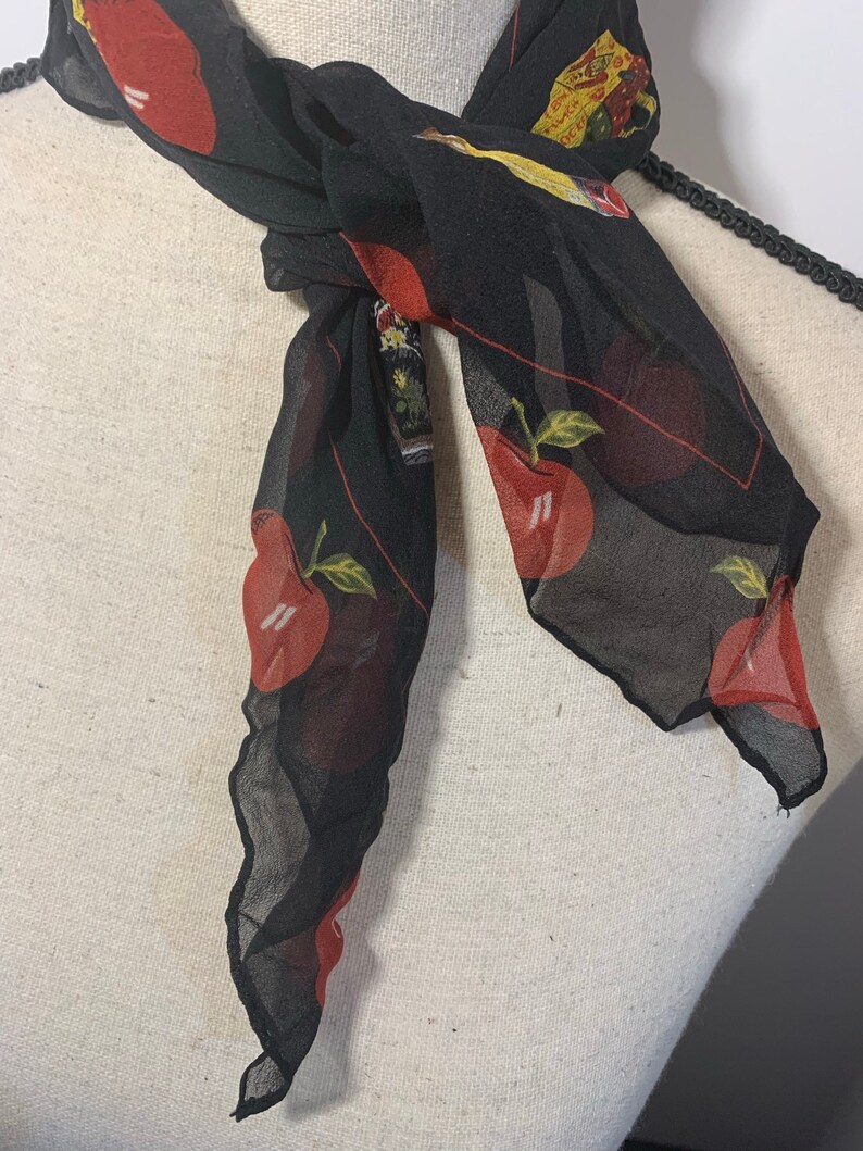 Vintage Women's/teacher/school Black Graphic Polyester Nylon Chiffon ...