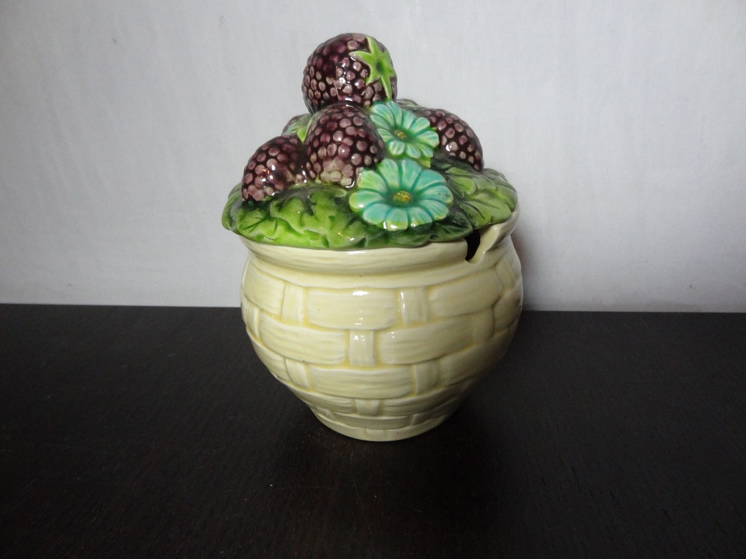 Vintage Lefton Ceramic Basket Shaped Sugar or Condiment Bowl With ...