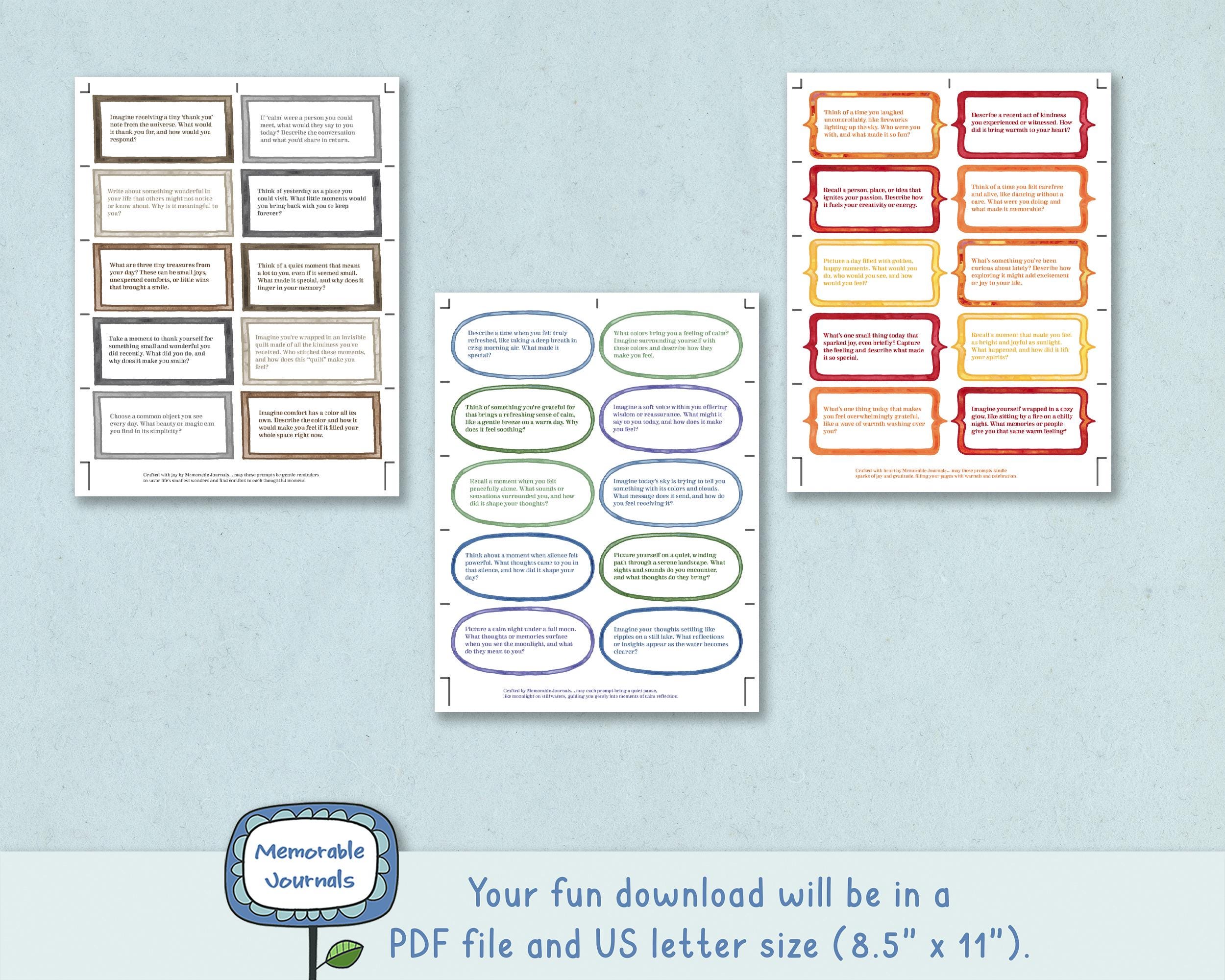 Gratitude Journal Prompts Printable Set: 30 Inspiring Cards for Daily ...